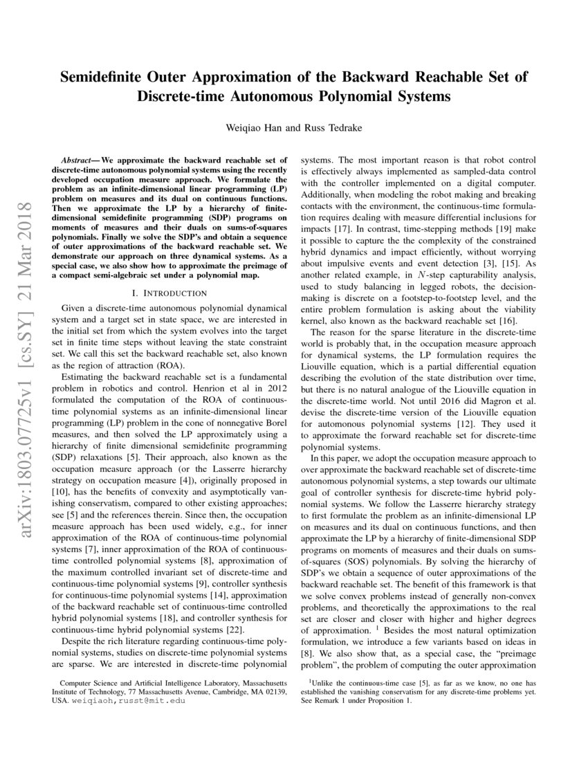 Semidefinite Outer Approximation Of The Backward Reachable Set Of Discrete Time Autonomous