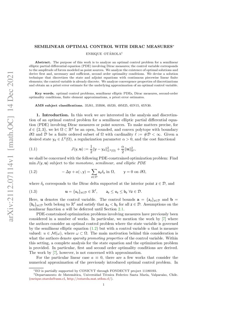 Semilinear optimal control with Dirac measures | DeepAI