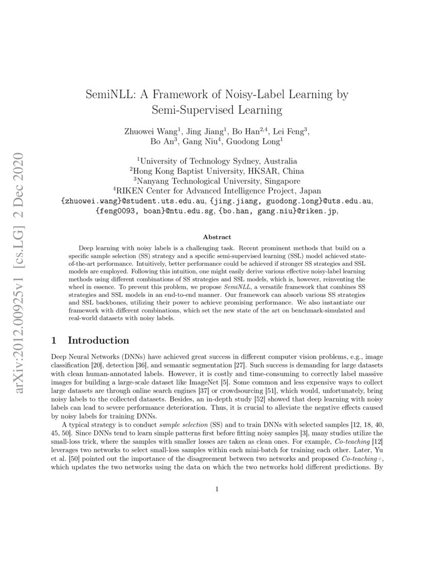 SemiNLL: A Framework of Noisy-Label Learning by Semi-Supervised ...