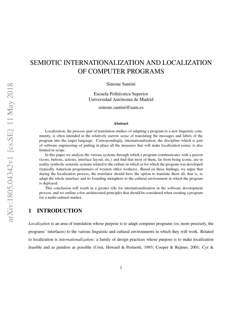 Semiotic internationalization and localization of computer programs ...
