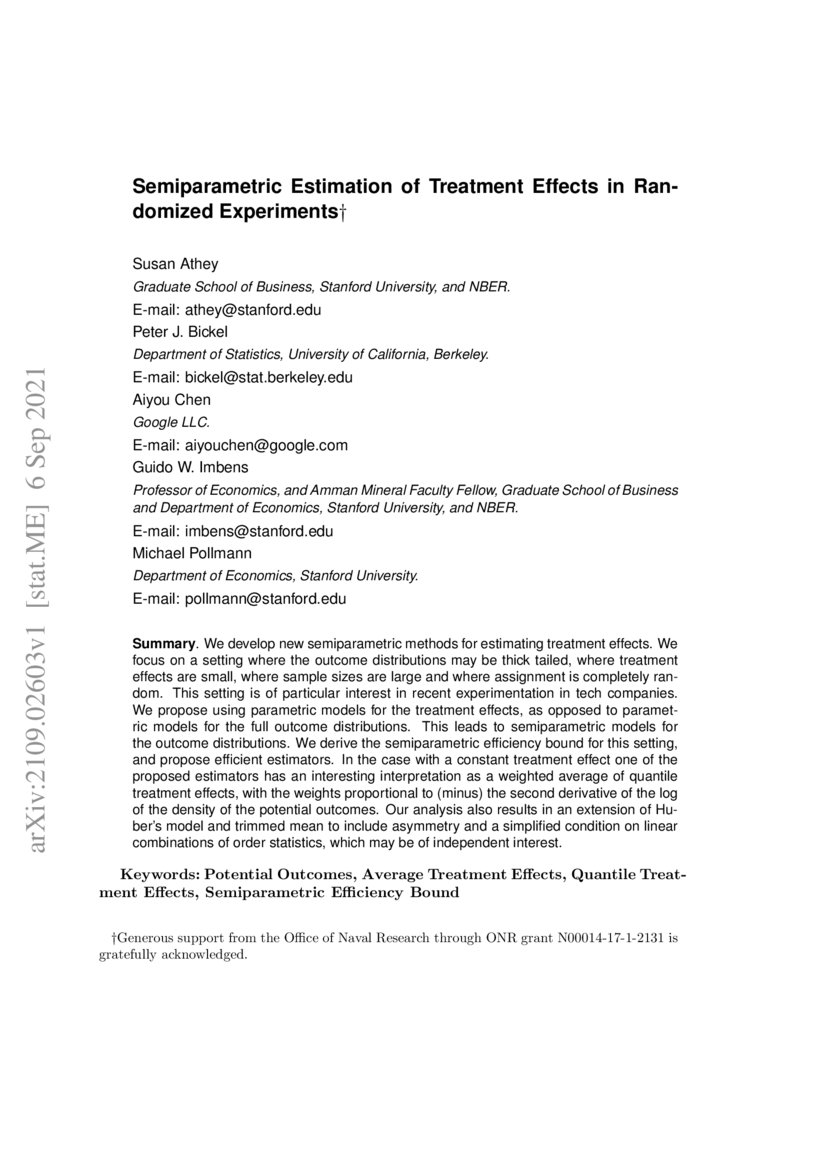 Semiparametric Estimation Of Treatment Effects In Randomized