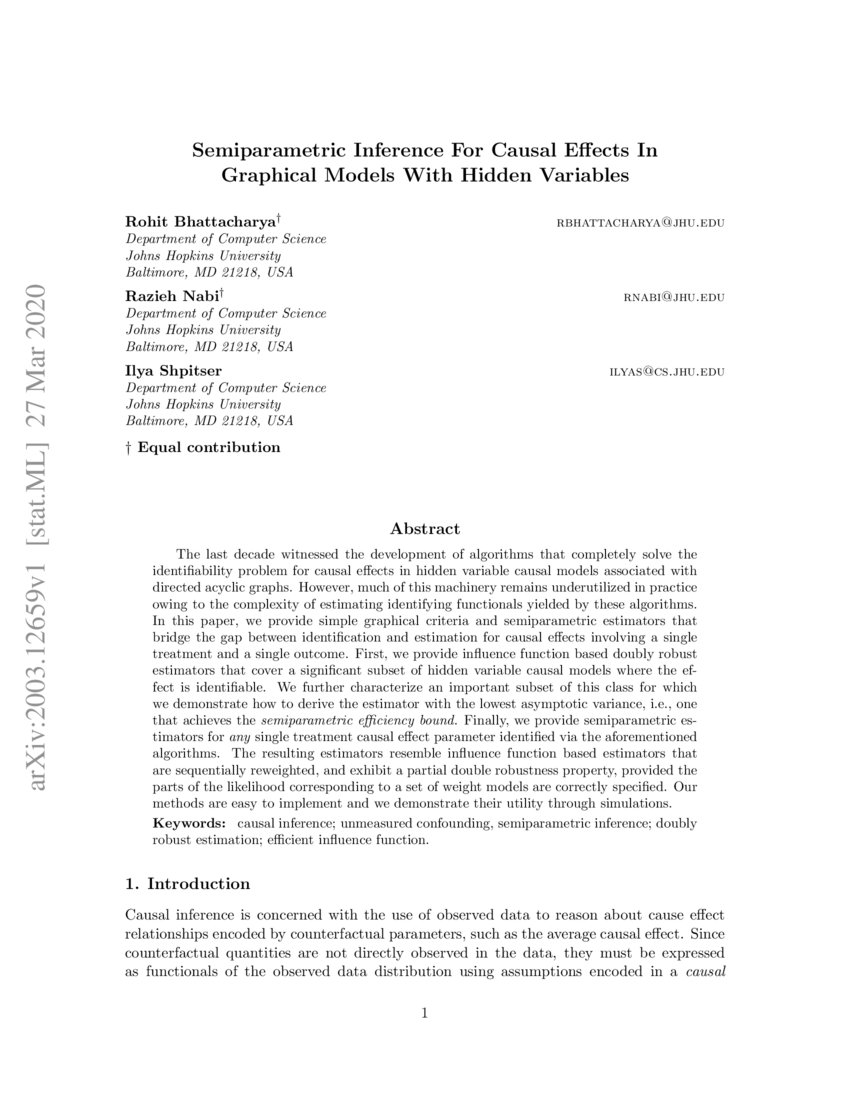 Semiparametric Inference For Causal Effects In Graphical Models With