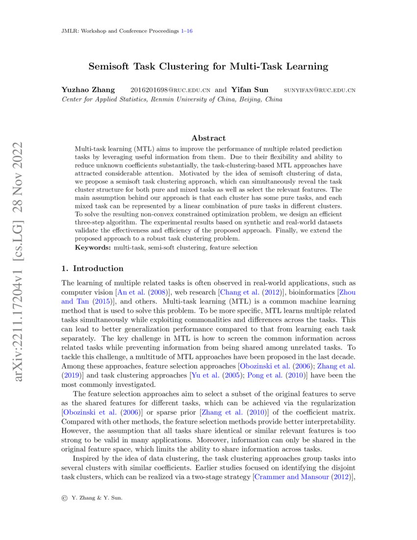 Semisoft Task Clustering For Multi Task Learning Deepai 0760