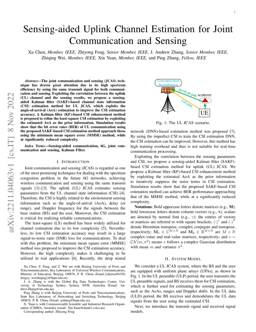 Sensing-aided Uplink Channel Estimation for Joint Communication and Sensing | DeepAI