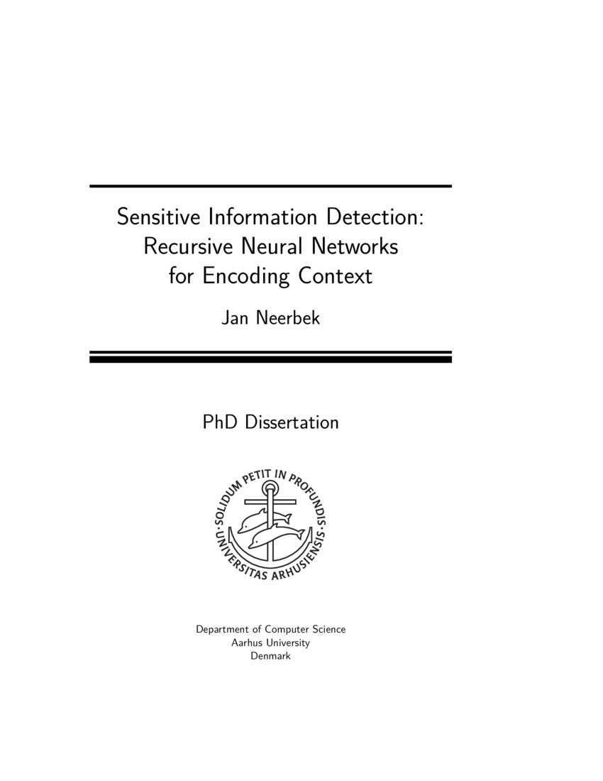 Sensitive Information Detection Recursive Neural Networks For Encoding