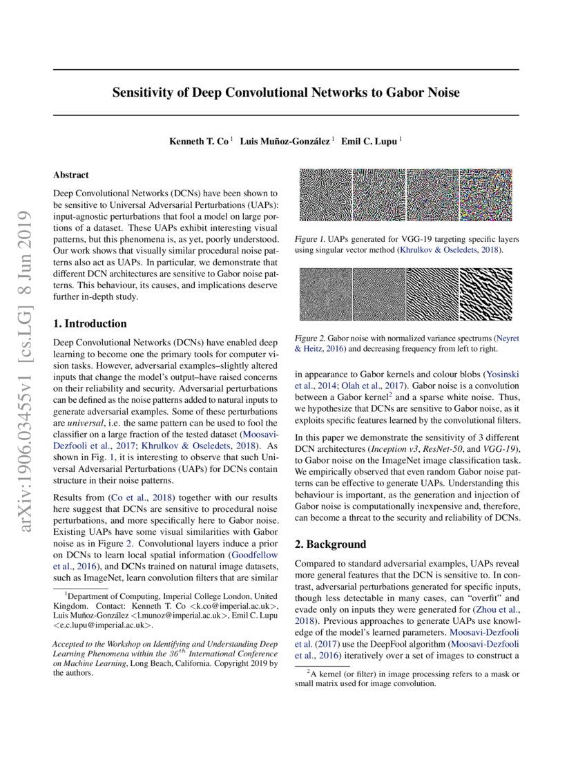 Sensitivity of Deep Convolutional Networks to Gabor Noise | DeepAI