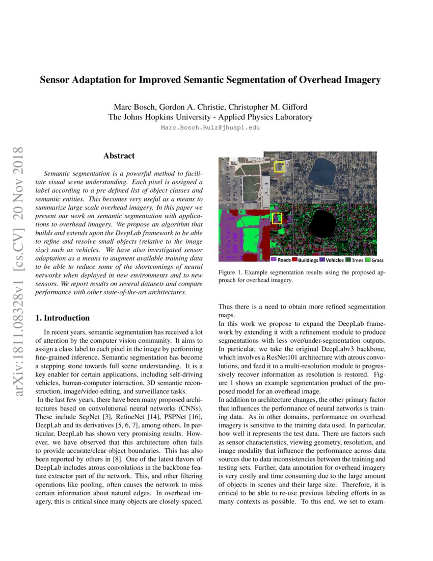 Sensor Adaptation for Improved Semantic Segmentation of Overhead Imagery | DeepAI