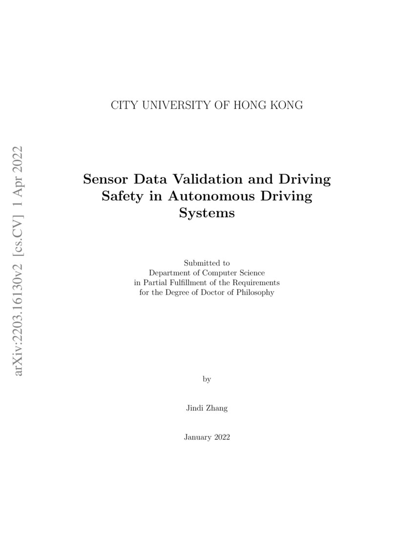 Sensor Data Validation And Driving Safety In Autonomous Driving Systems