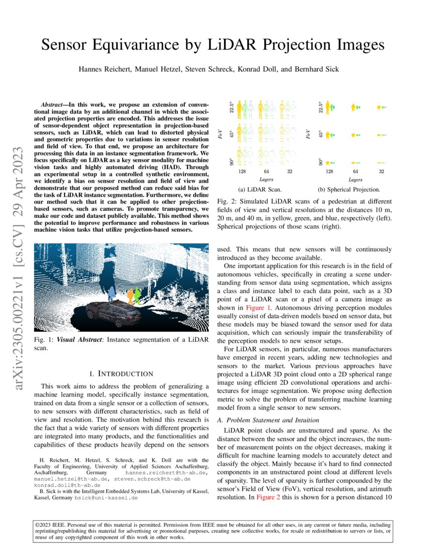 Sensor Equivariance by LiDAR Projection Images | DeepAI
