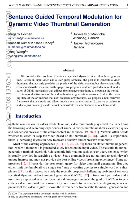 Sentence Guided Temporal Modulation for Dynamic Video Thumbnail ...