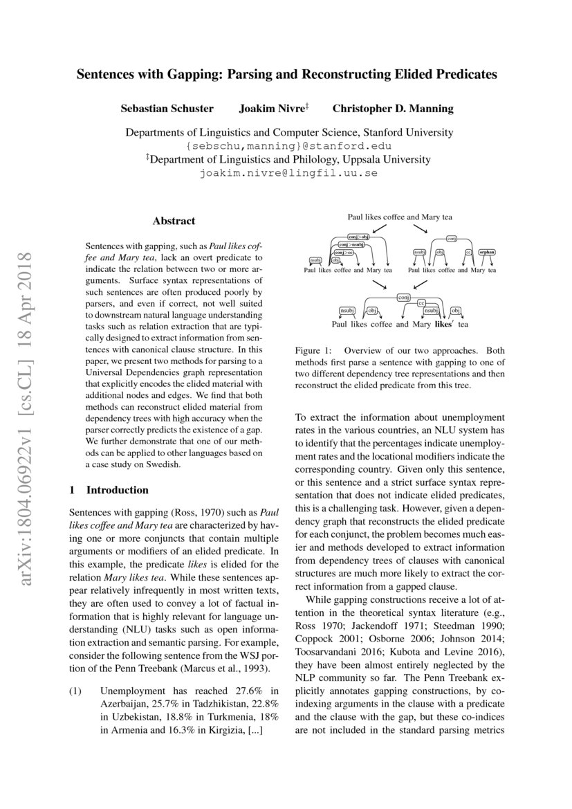 Sentences with Gapping: Parsing and Reconstructing Elided Predicates ...
