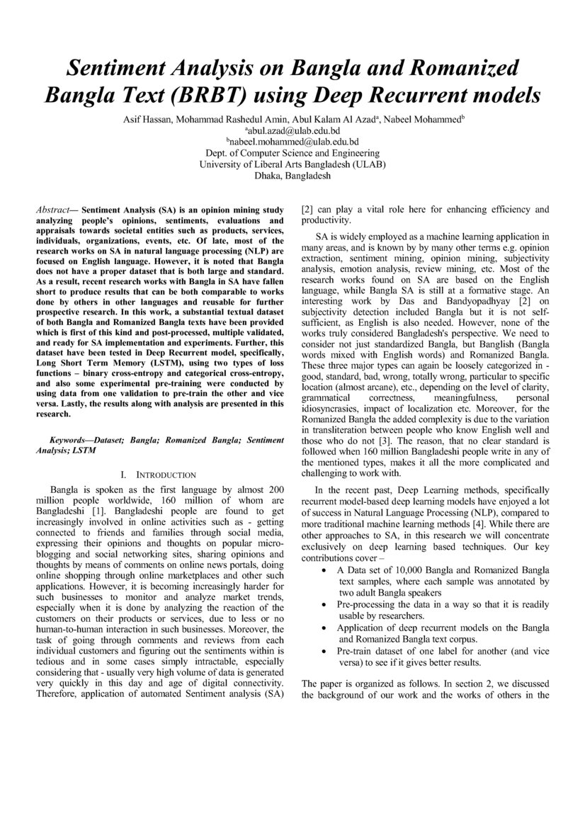 Sentiment Analysis On Bangla And Romanized Bangla Text Brbt Using