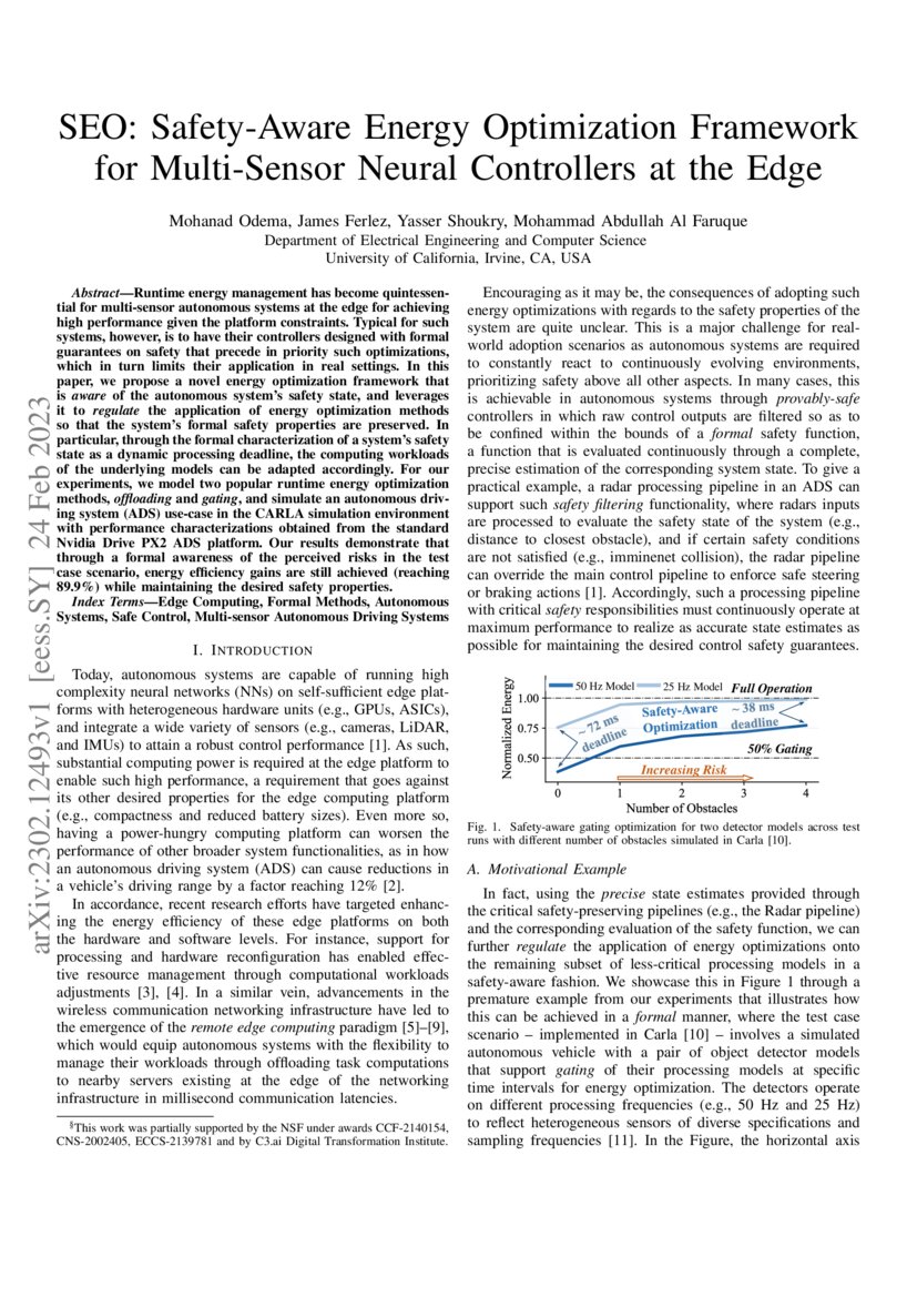 Seo Safety Aware Energy Optimization Framework For Multi Sensor Neural Controllers At The Edge