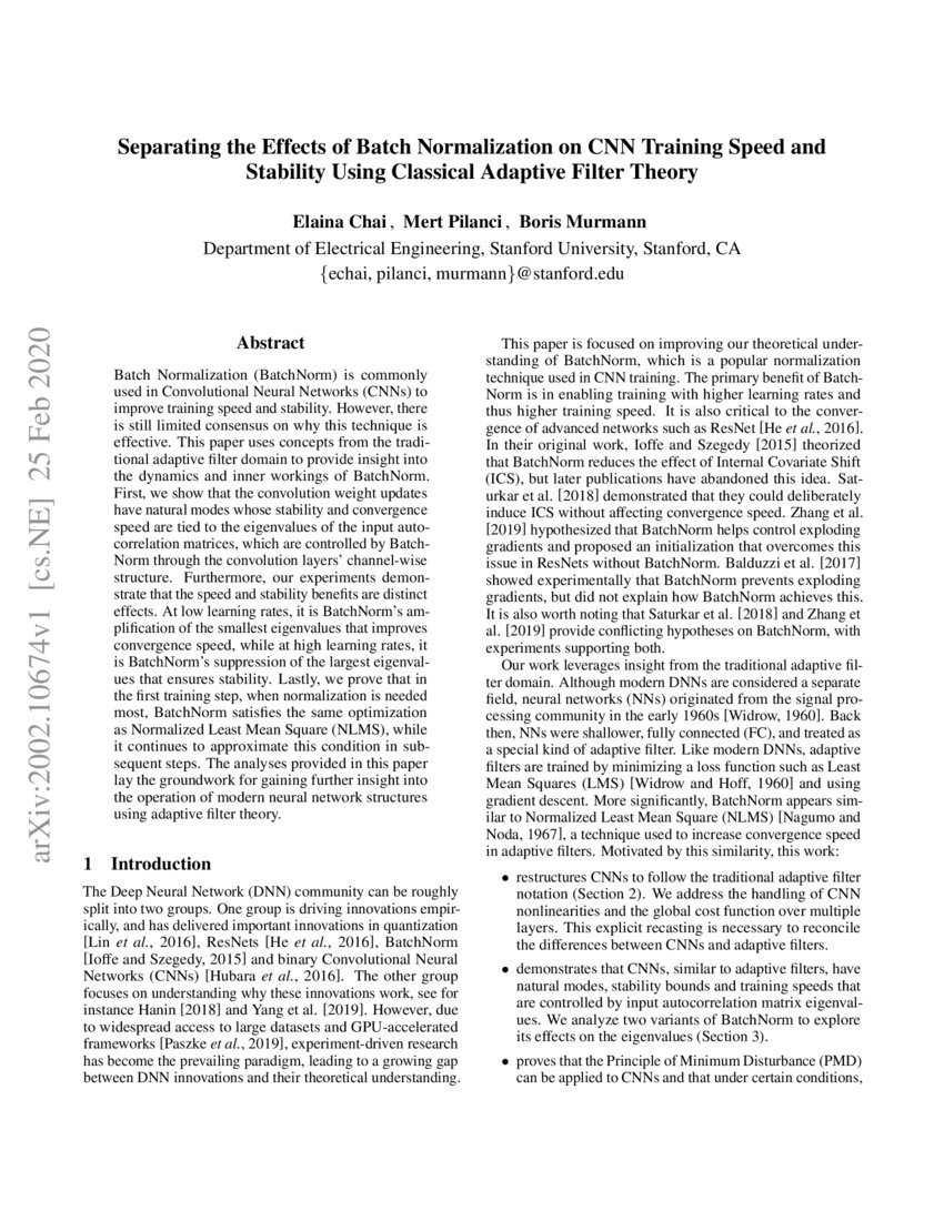Separating The Effects Of Batch Normalization On Cnn Training Speed And