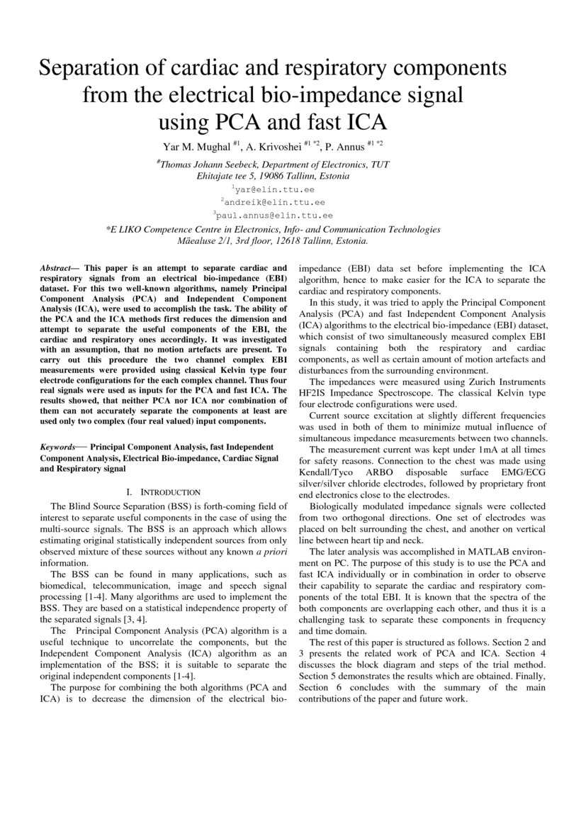 Separation of cardiac and respiratory components from the electrical ...
