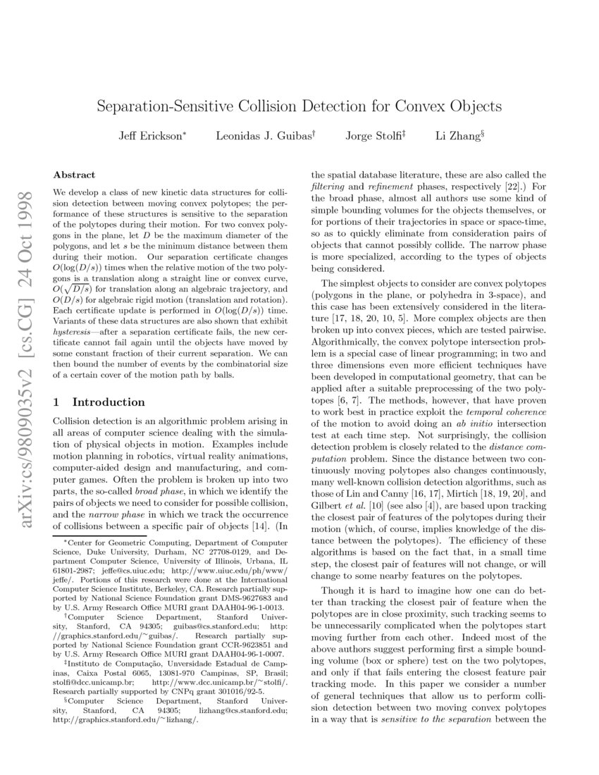 Separation-Sensitive Collision Detection for Convex Objects | DeepAI