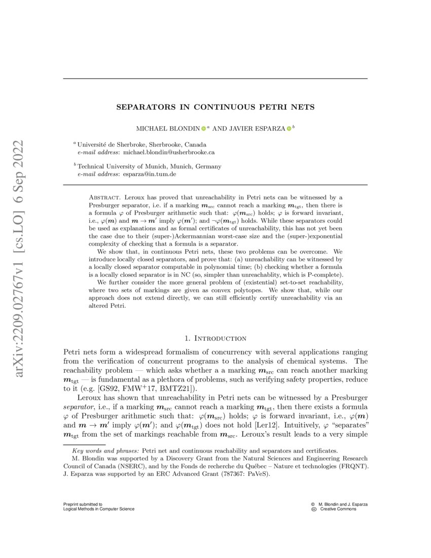 Separators in Continuous Petri Nets | DeepAI