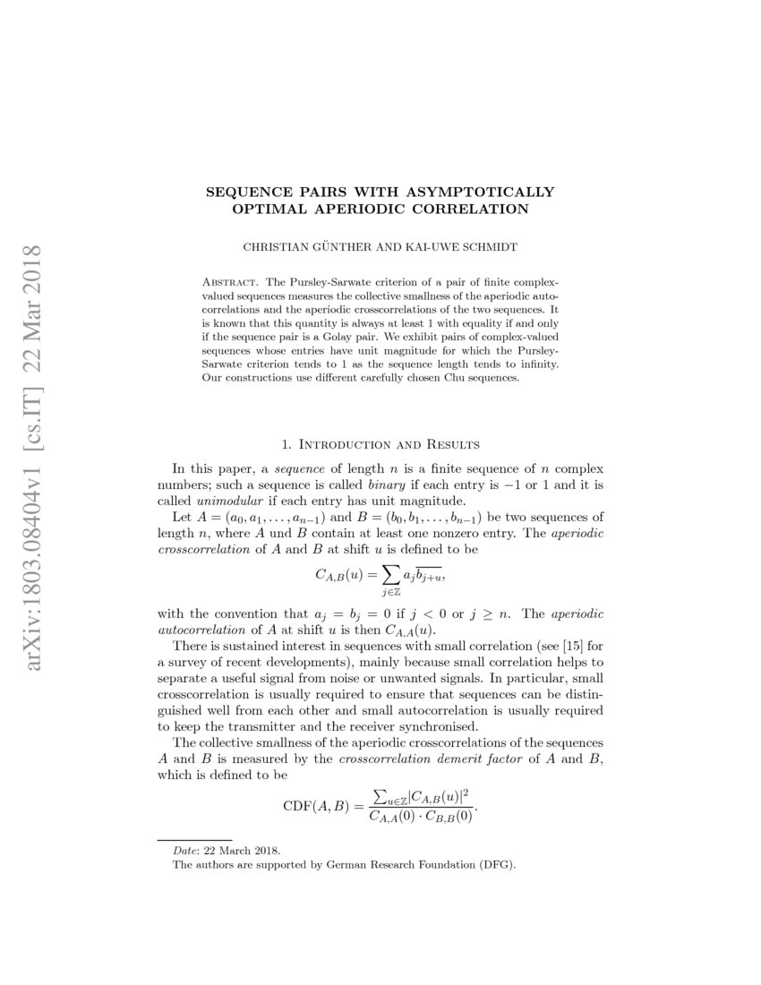 Sequence pairs with asymptotically optimal aperiodic correlation | DeepAI