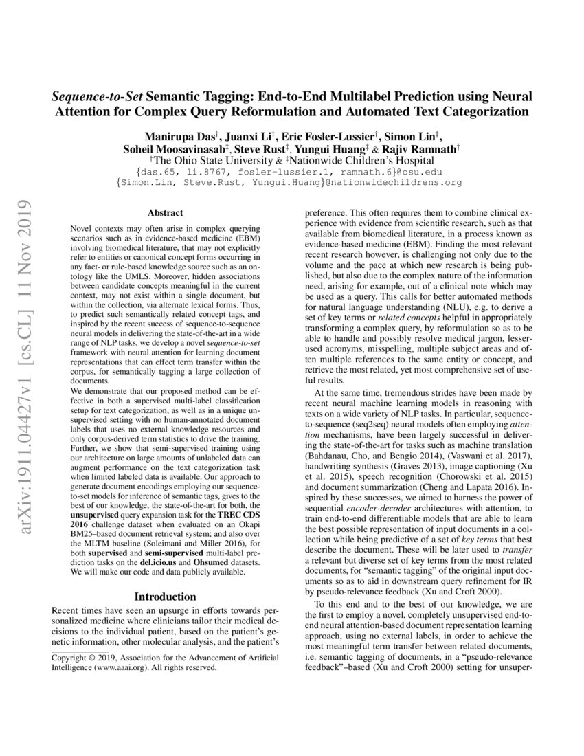 Sequence-to-Set Semantic Tagging: End-to-End Multi-label Prediction ...