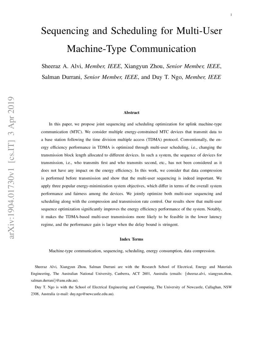 Sequencing and Scheduling for Multi-User Machine-Type Communication ...