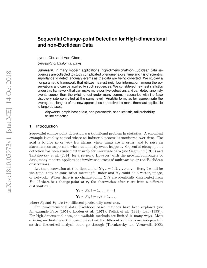 Sequential Change-point Detection for High-dimensional and non-Euclidean Data | DeepAI