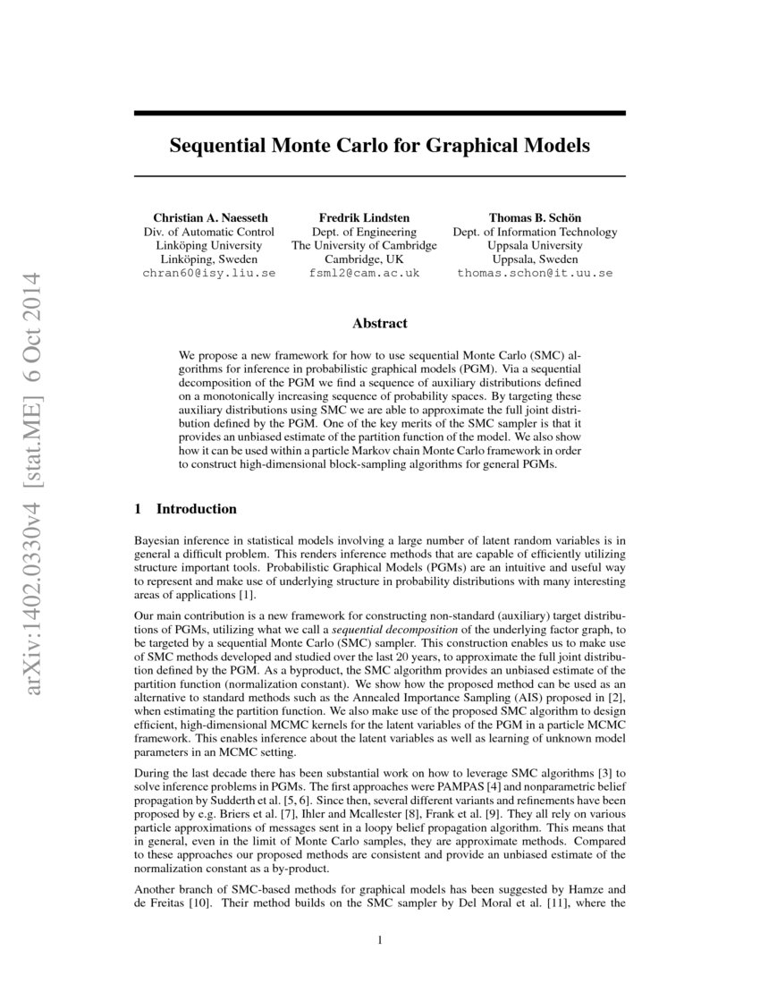 Sequential Monte Carlo for Graphical Models | DeepAI
