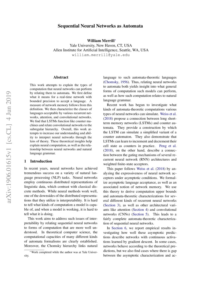 Sequential Neural Networks as Automata | DeepAI