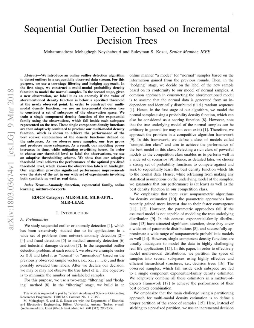 Sequential Outlier Detection Based On Incremental Decision Trees Deepai