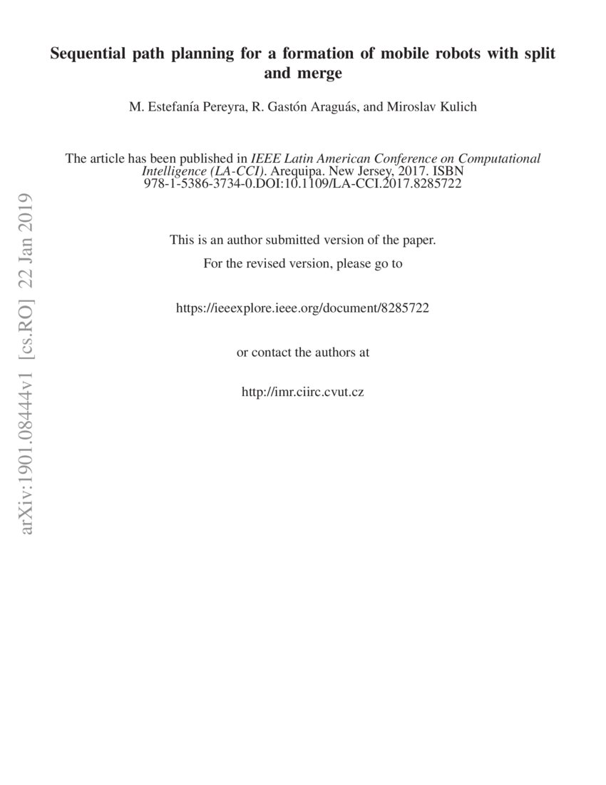Sequential Path Planning For A Formation Of Mobile Robots With Split And Merge Deepai