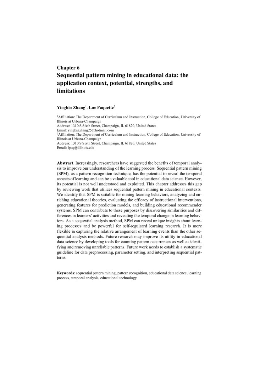 Sequential Pattern Mining In Educational Data The Application Context