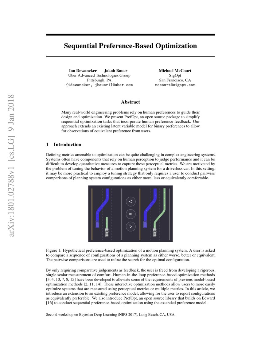 Sequential Preference-Based Optimization | DeepAI Sequential Preference-Based Optimization | DeepAI