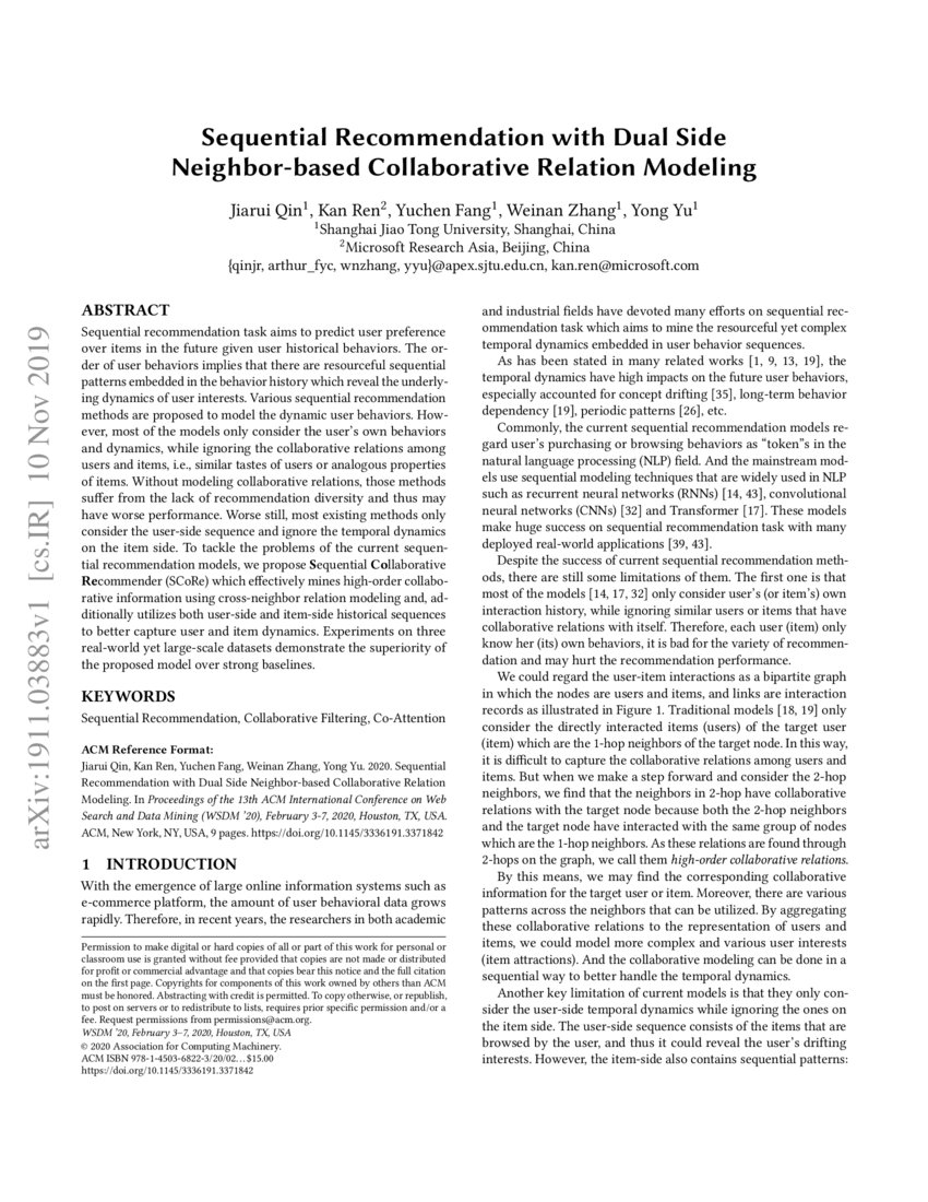 Sequential Recommendation with Dual Side Neighbor-based Collaborative Relation Modeling | DeepAI