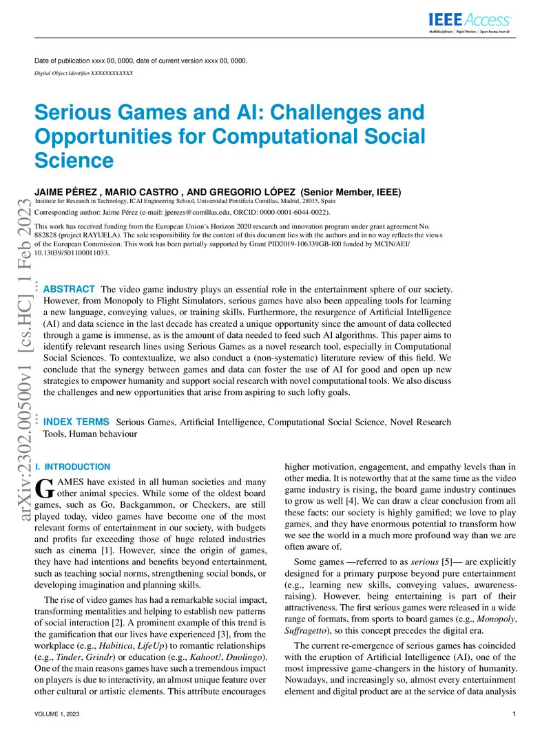Serious Games and AI: Challenges and Opportunities for Computational Social Science | DeepAI