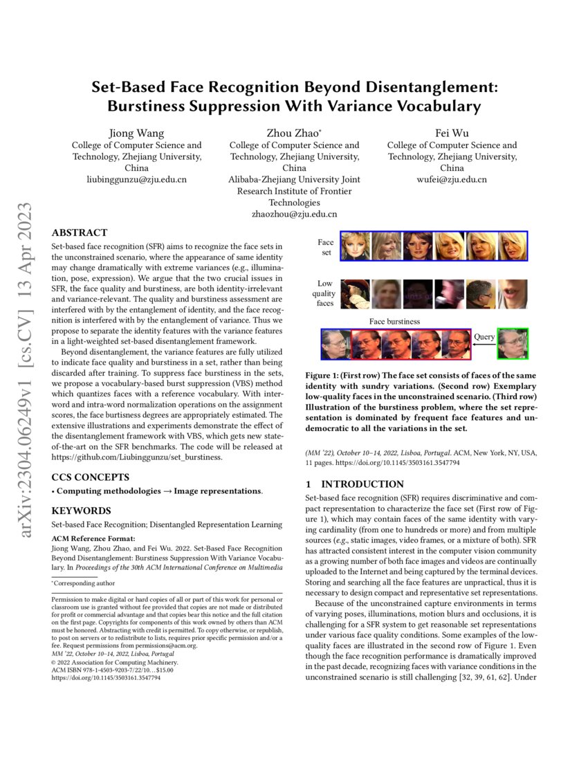 Set-Based Face Recognition Beyond Disentanglement: Burstiness Suppression With Variance ...
