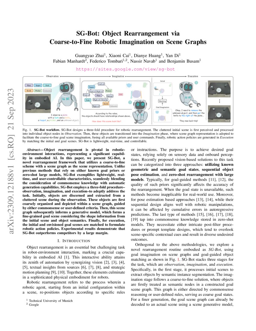 SG-Bot: Object Rearrangement via Coarse-to-Fine Robotic Imagination on Scene Graphs | DeepAI