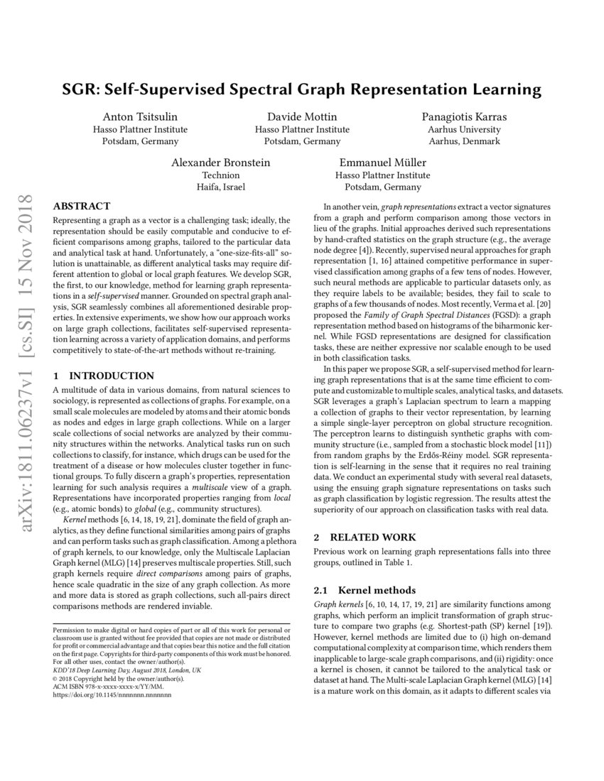 SGR: Self-Supervised Spectral Graph Representation Learning | DeepAI SGR: Self-Supervised Spectral Graph Representation Learning | DeepAI