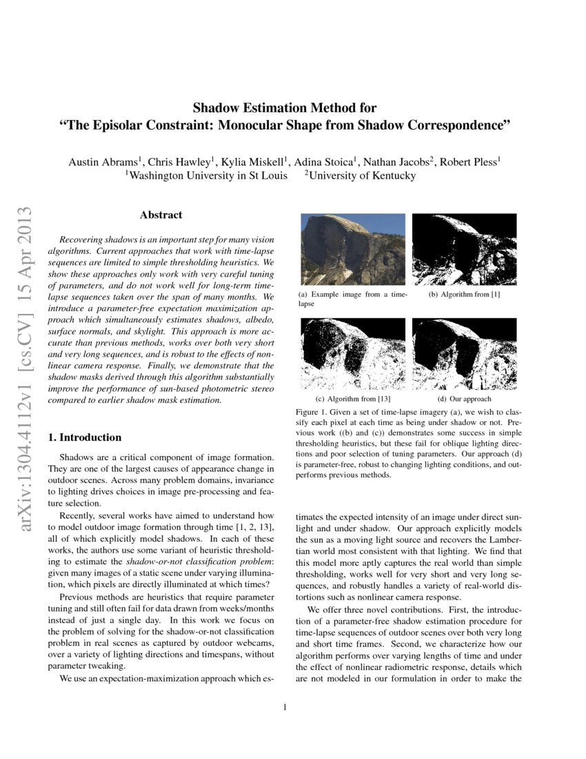 Shadow Estimation Method for "The Episolar Constraint: Monocular Shape ...
