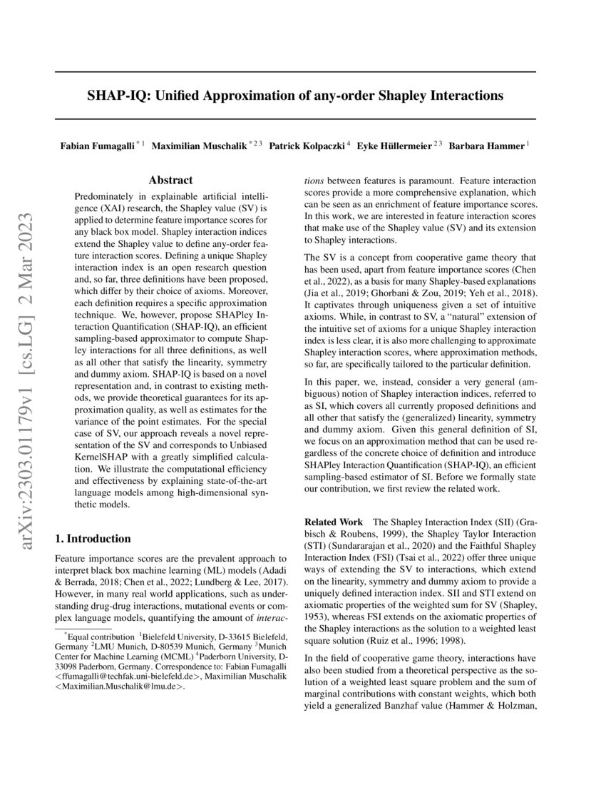Shap Iq Unified Approximation Of Any Order Shapley Interactions Deepai