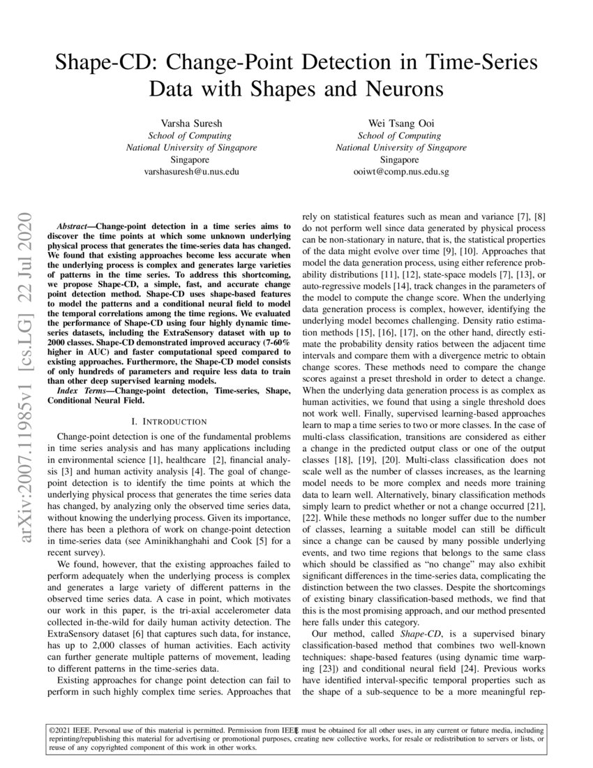Shape-CD: Change-Point Detection in Time-Series Data with Shapes and ...