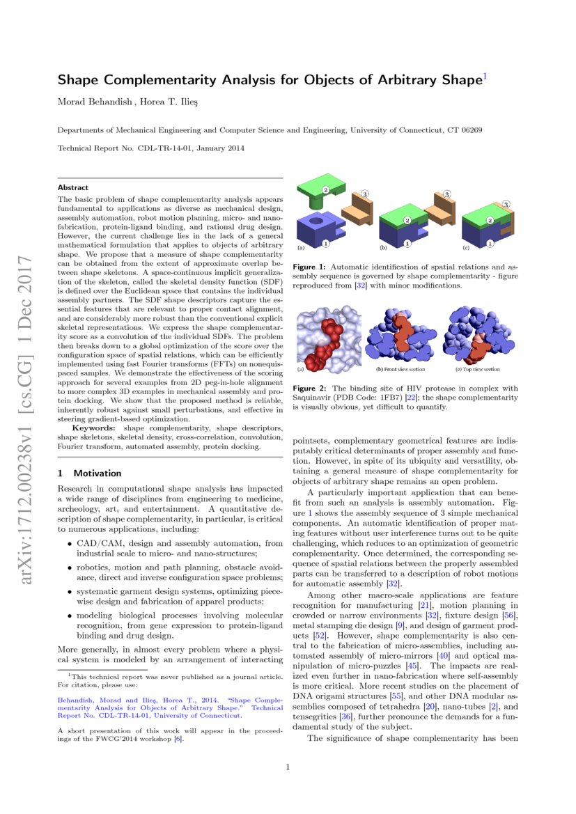 Shape Complementarity Analysis for Objects of Arbitrary Shape | DeepAI