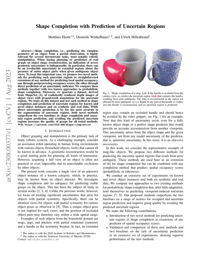 Shape Completion with Prediction of Uncertain Regions | DeepAI