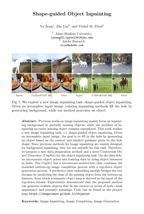 Shape-guided Object Inpainting | DeepAI