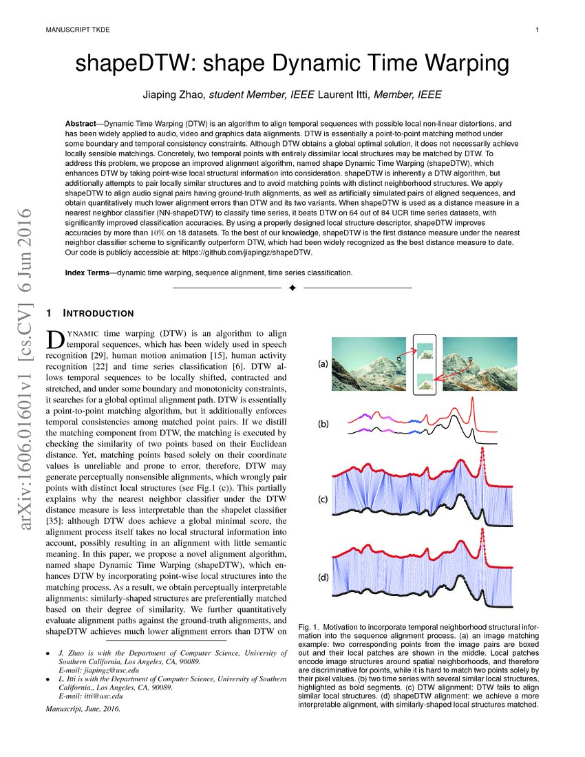 shapeDTW: shape Dynamic Time Warping | DeepAI