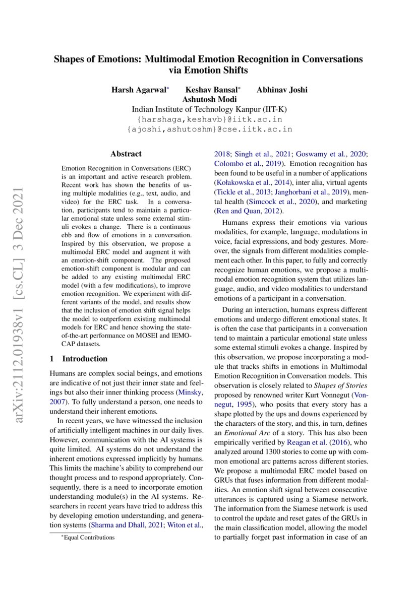 Shapes of Emotions: Multimodal Emotion Recognition in Conversations via ...