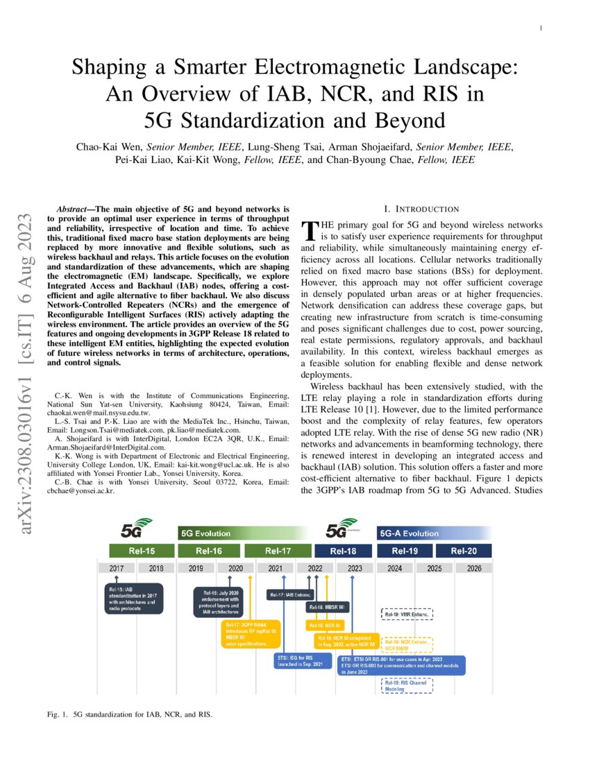 Shaping a Smarter Electromagnetic Landscape: An Overview of IAB, NCR ...