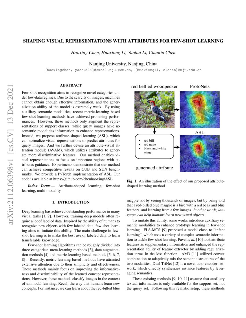 Shaping Visual Representations with Attributes for Few-Shot Learning ...