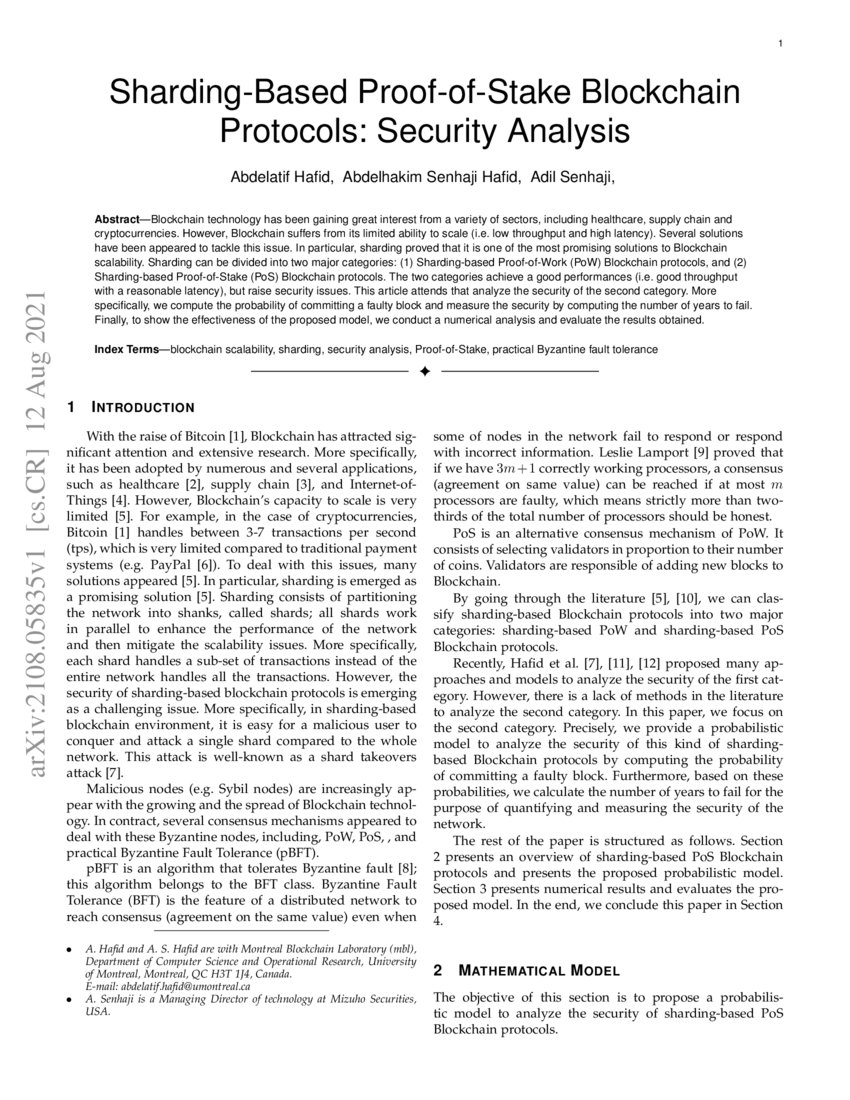 Sharding Based Proof Of Stake Blockchain Protocols Security Analysis Deepai 