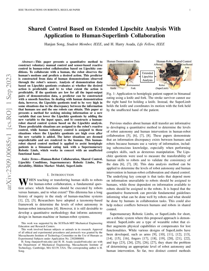 Shared Control Based On Extended Lipschitz Analysis With Application To