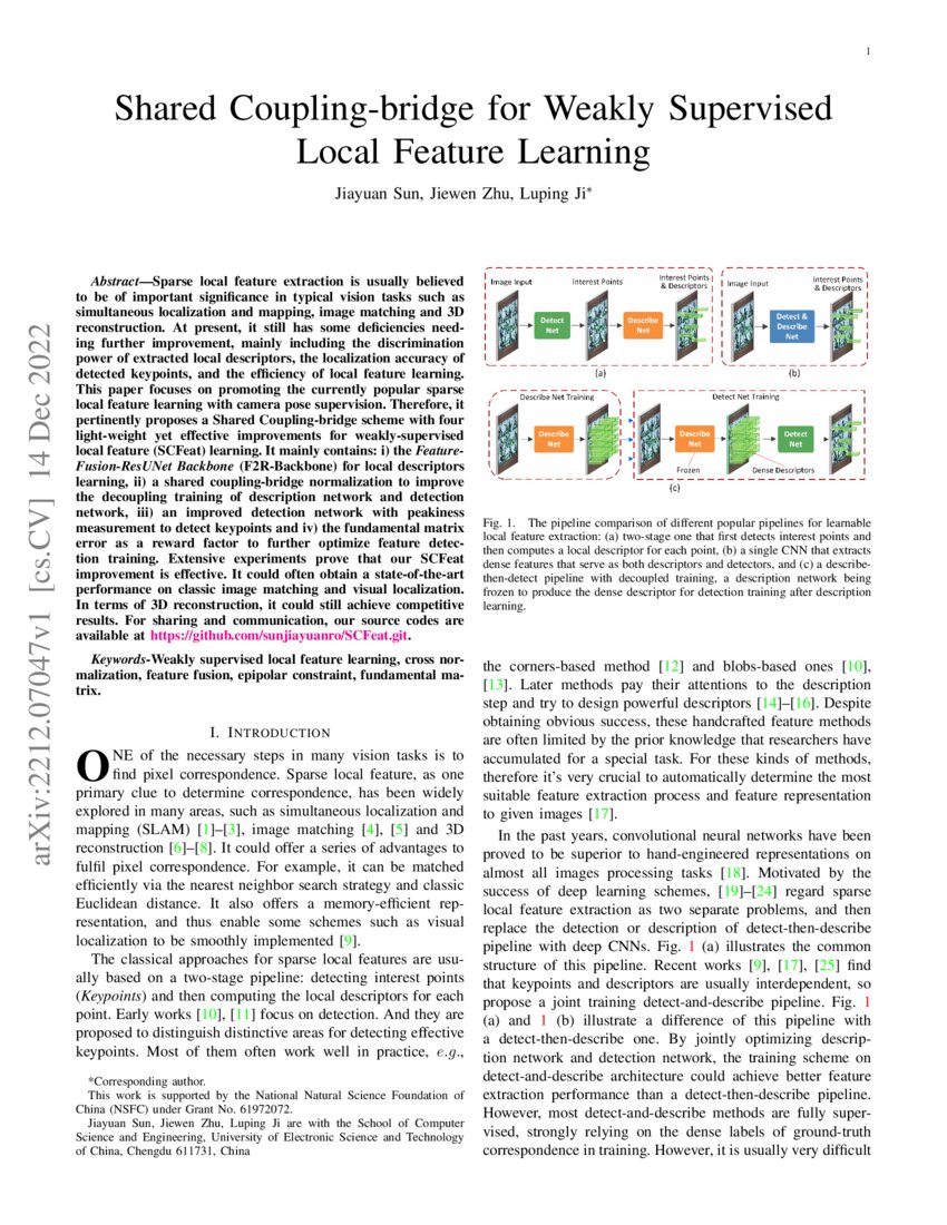 Shared Coupling-bridge for Weakly Supervised Local Feature Learning | DeepAI