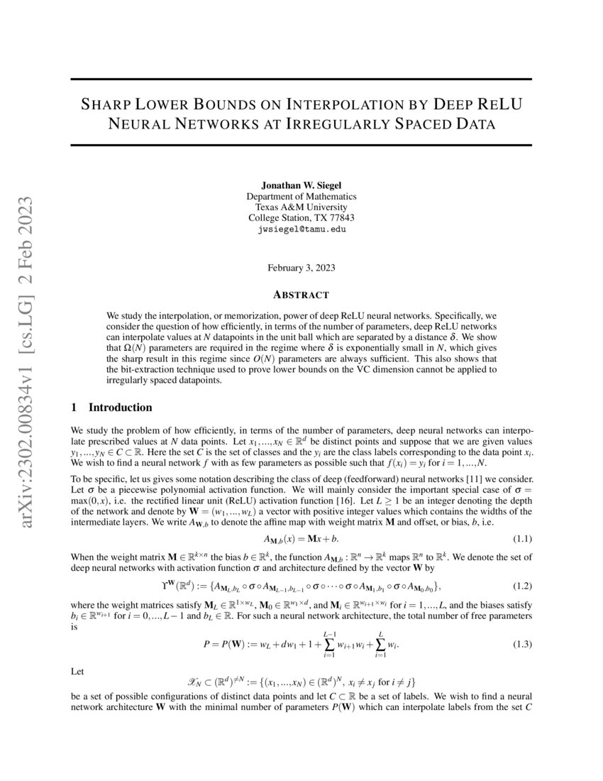 Sharp Lower Bounds On Interpolation By Deep Relu Neural Networks At Irregularly Spaced Data Deepai